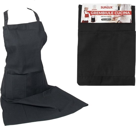 Zwarte keukenschort- Unisex kookschort 70X90CM | bol