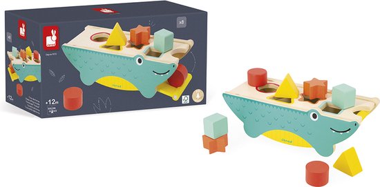 Janod Tropik - Vormenstoof Krokodil - Inclusief 8 Houten Blokken Die In De Vormen... | bol