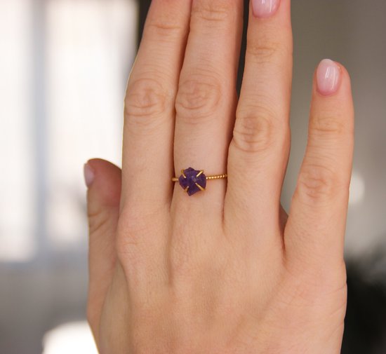 Starlyte Lyra Ring Dames Amethist - Ring met Edelsteen - Gold Plated ...