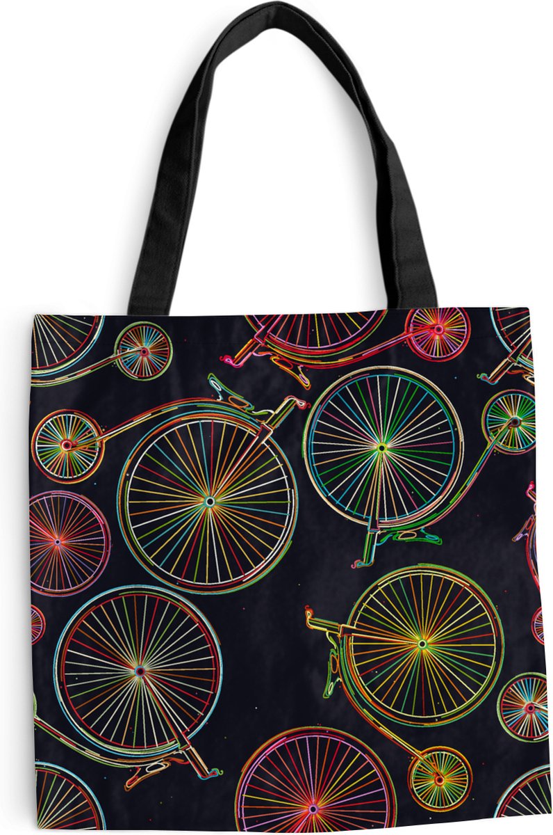 Schoudertas - Strandtas - Shopper Puber - Fiets - Patronen - 40x40 cm ...