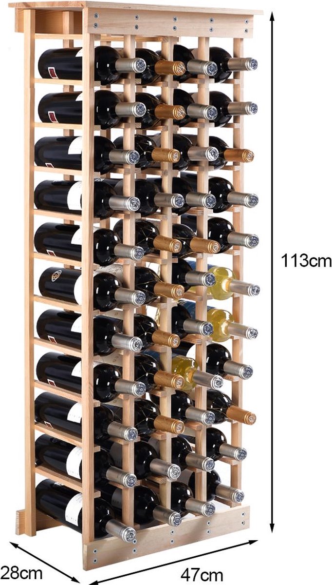 Houten wijnrek Flessenrek Wijnrek 44 flessen Houten rek Wijnkast | bol.com