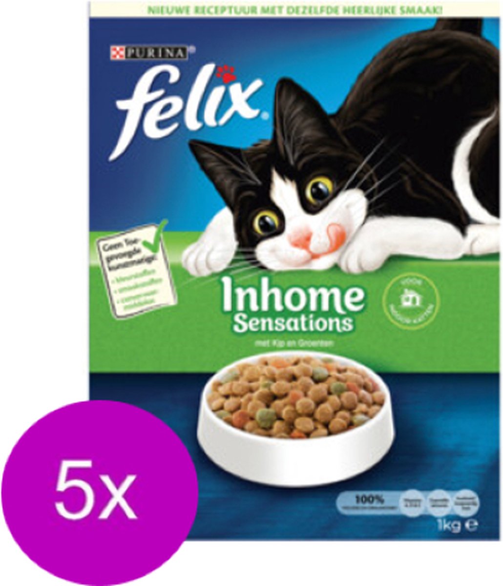 5x Felix Sensations Droog Inhome - Kattenvoer - 1kg | bol