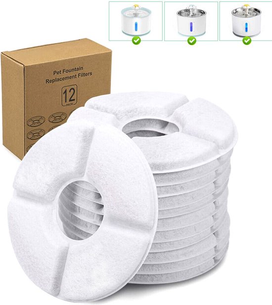 12 Stuks - Vervangende Water Fontein Filters - Voor Huisdieren Fontein ...