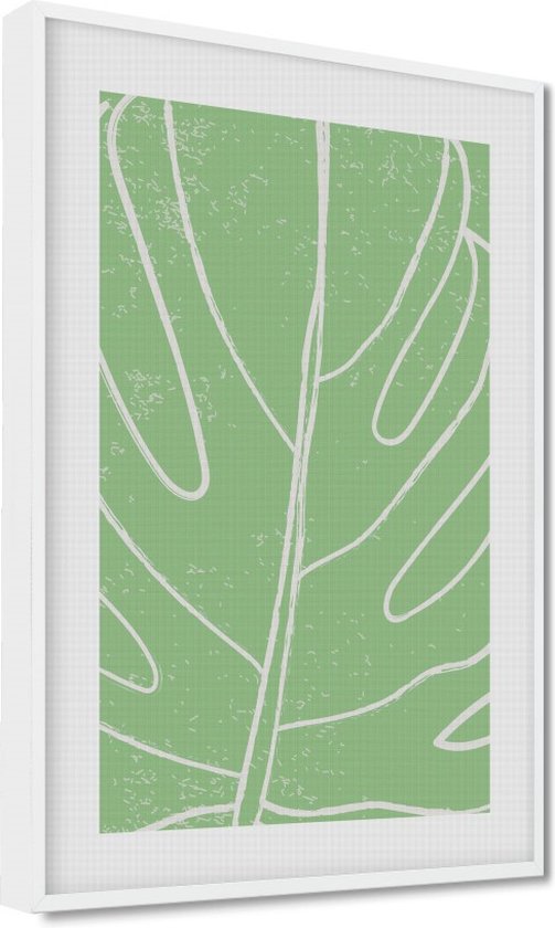 Akoestisch schilderij AcousticPro® - paneel met getekend monstera blad ...