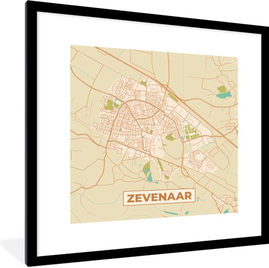 Fotolijst incl. Poster - Zevenaar - Kaart - Plattegrond - Stadskaart ...