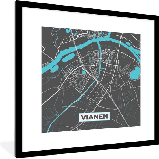 Fotolijst incl. Poster - Vianen - Plattegrond - Kaart - Stadskaart ...