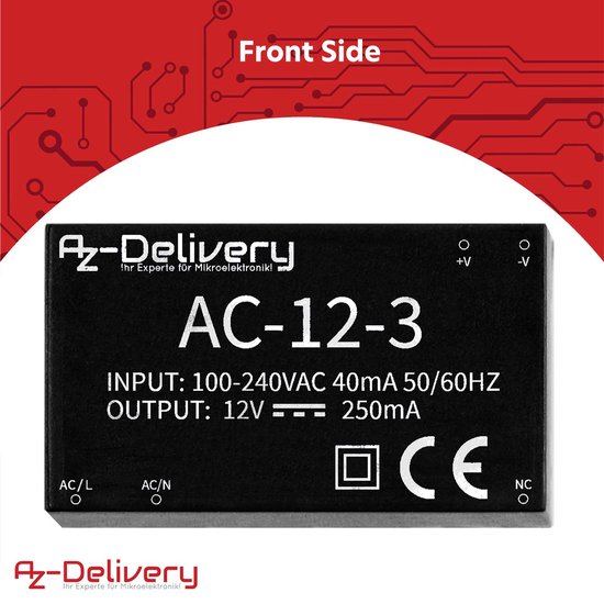 AZDelivery 3 x 220V tot 12V Mini-Voeding compatibel met Raspberry Pi ...