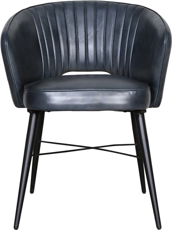 Eetkamerstoel met Armleuning 56*64*77 cm Blauw Leder Stoel ...