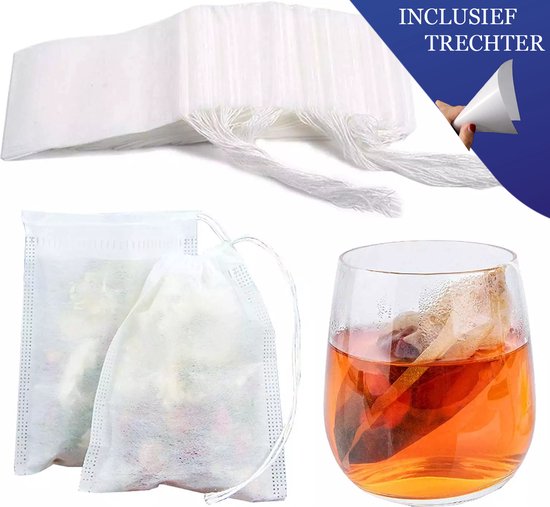 Lege Theezakjes 100 stuks - Inclusief Trechter | bol.com