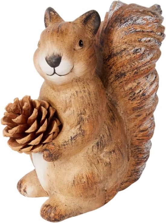 Eekhoorn met een dennenappel herfst decoratie beeldje | bol.com