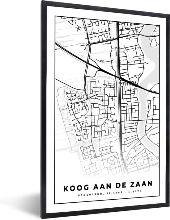 Fotolijst incl. Poster - Koog aan de Zaan - Plattegrond - Kaart ...