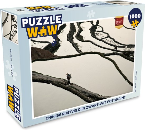 Puzzel Chinese rijstvelden zwart-wit fotoprint - Legpuzzel - Puzzel ...