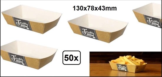 50x BIO Big frietbakje karton Fresh A13 130x78x43mm - Patat friet ...