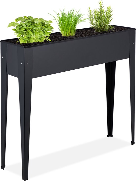 moestuinbak op poten - 83 x 99 x 26 cm - metaal - kruidenbak verhoogd ...