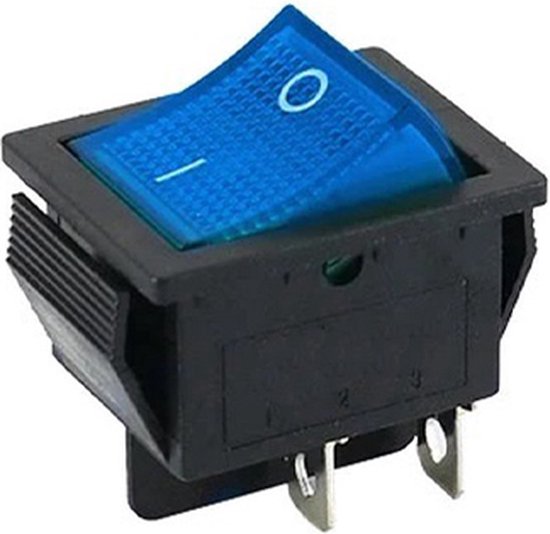 Earu® KCD4-202 Wipschakelaar 2 Polig 30x22mm 250V Max. 16A - Blauw ...