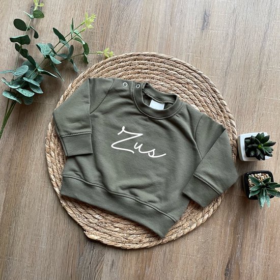 Sweater voor kind met tekst - Zus - Groen - Maat 92 - Big sister - Ik ...