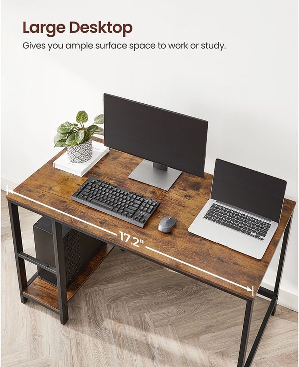 Bureau- Computertafel- Pc-tafel- Bureautafel- Met 2 legplanken rechts ...