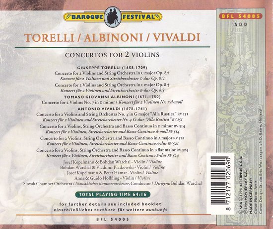 Concertos for two violins - Giuseppe Torelli, Tomaso Giovanni Albinoni ...