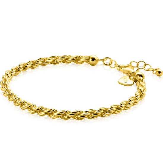 Zinzi gold plated zilveren koord armband 4mm breed ZIA2343G | bol