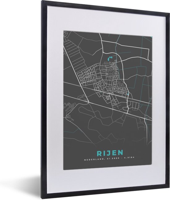 Fotolijst incl. Poster - Plattegrond - Rijen - Kaart - Stadskaart ...