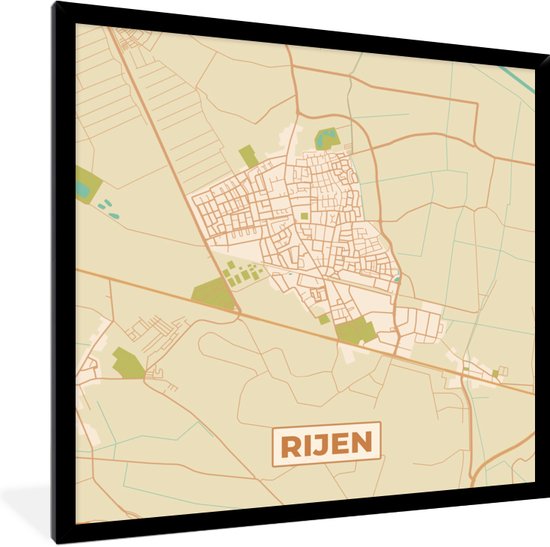 Fotolijst incl. Poster - Rijen - Kaart - Vintage - Plattegrond ...