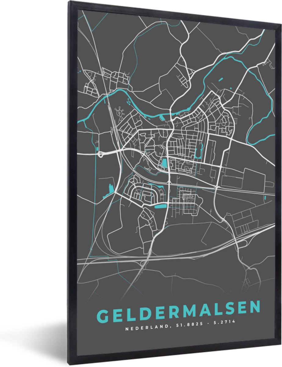 Fotolijst incl. Poster - Stadskaart - Plattegrond - Geldermalsen ...