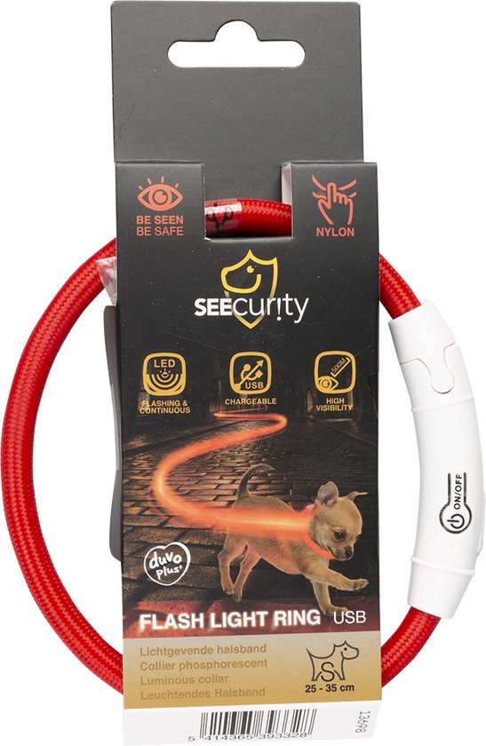 Flash light ring USB nylon 35x1x1,5cm rood | bol.com