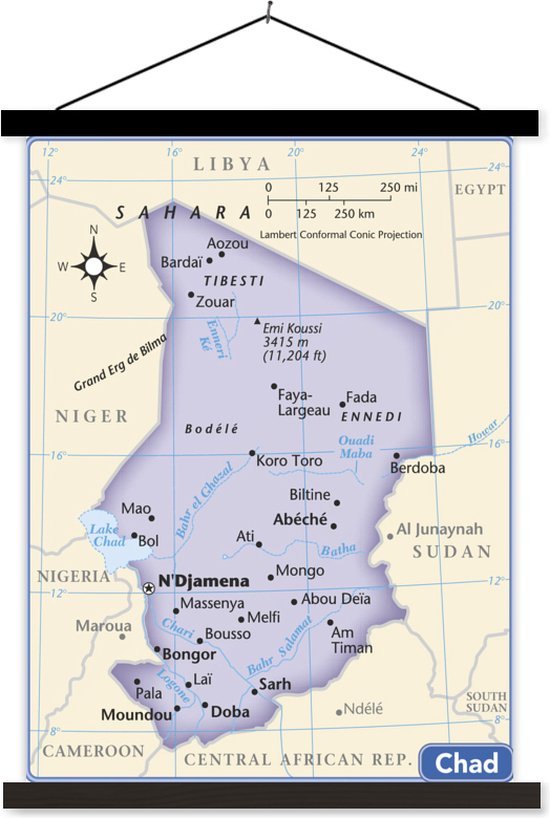 illustration d'une carte du Tchad avec une bordure bleue plaque ...