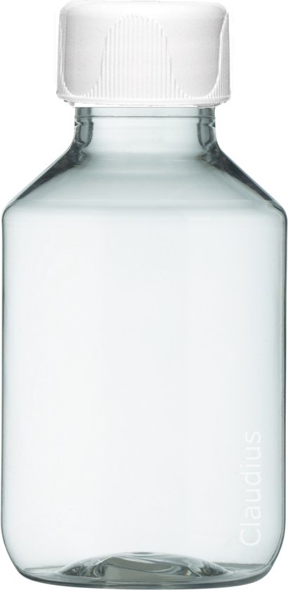 Lege Plastic Fles 100 ml PET transparant - met witte ribbeldop - set ...