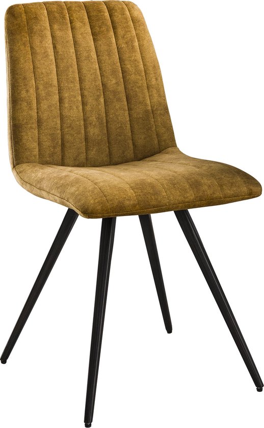 Lined Velvet - Eetkamerstoel - set van 4 - fluweel - goud - gestreept ...