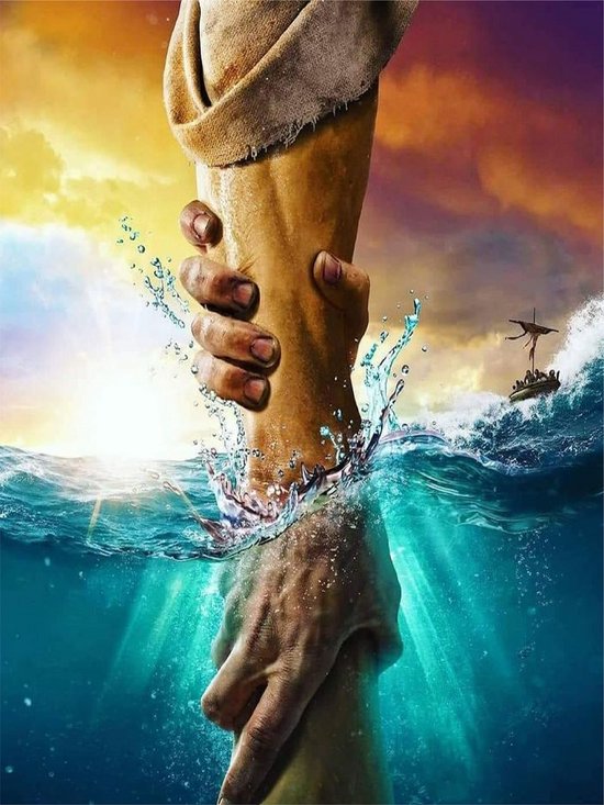 Diamond painting jesus saving peter from drowning | bol.com