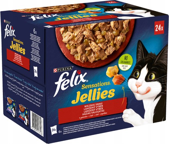 Felix Sensations gelei - kattenvoer - kip rund eend & lam - 24x | bol.com