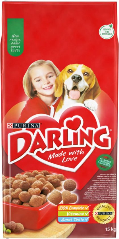 Purina Darling - Hondenvoer - hondenbrokken met rundvlees - 15 kg | bol