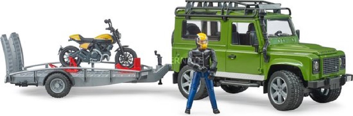 Bruder Land Rover Defender m. Anh√§ng. +Scrambler Ducati FullThrottle ...
