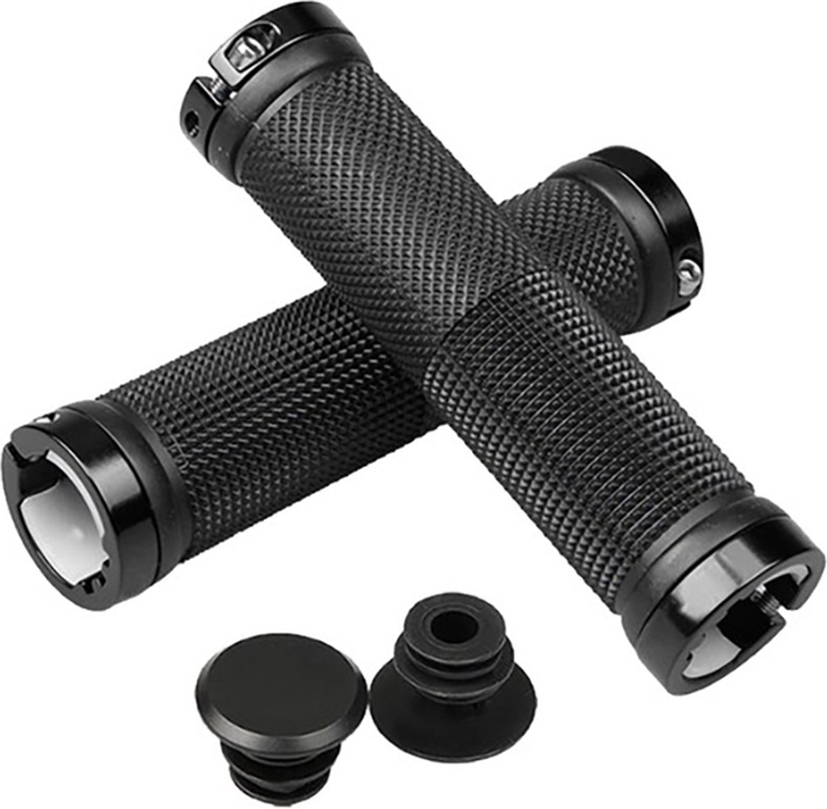 Handvat - handgreep - voor fiets - zwart - rubber met aluminium - stoer ...