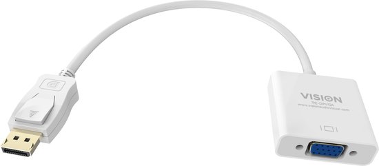Vision TC-DPVGA DisplayPort VGA Wit kabeladapter/verloopstukje | bol