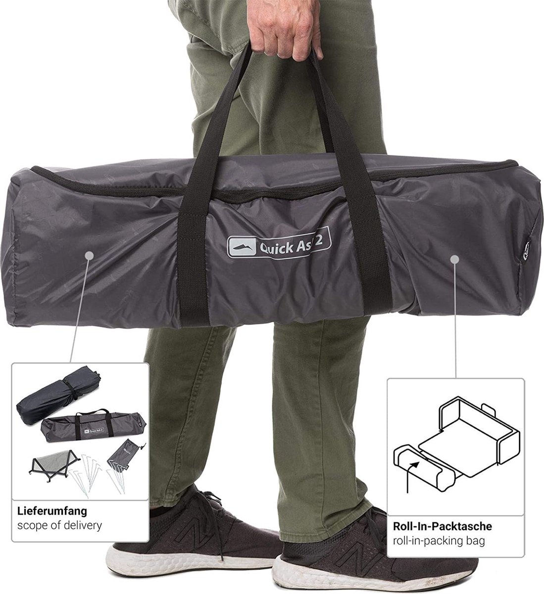 Qeedo Quick Ash 2, camping tent 2 persoons, pop up tent (Quick-Up ...