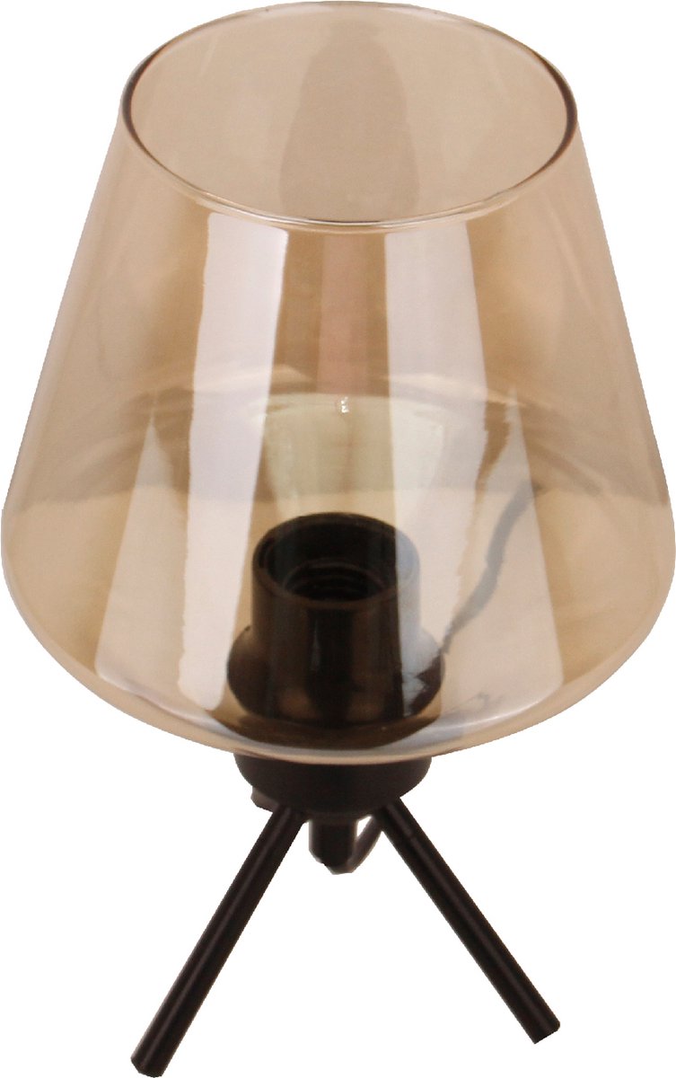 Chericoni - Tris - Tafellamp - 1-lichts - Ø 17,5 cm - Zwart Amber glas ...