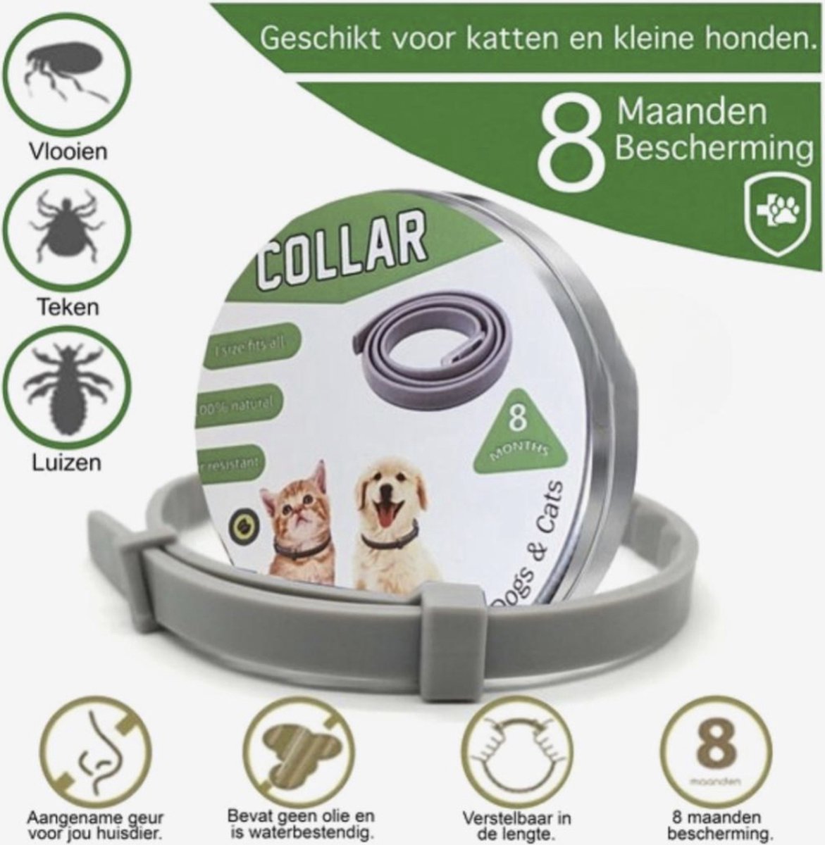 Teken- en vlooienband kat en hond - 38CM - Fit Al Sizes - Gratis Cadea ...