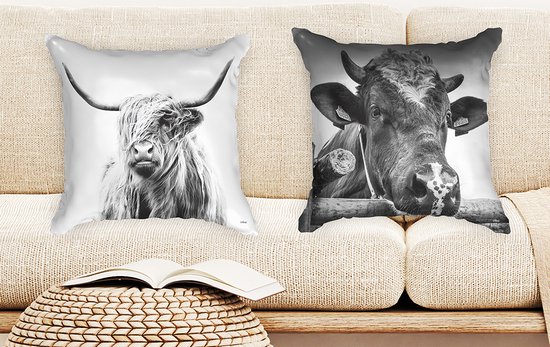 Ulticool - Kussenhoes - Schotse Hooglander Koe - Set van 2 Kussens ...