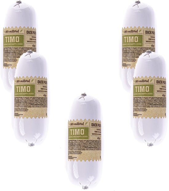 Timo Vleesworst Eend - Hondensnacks - 5 x 400 g | bol