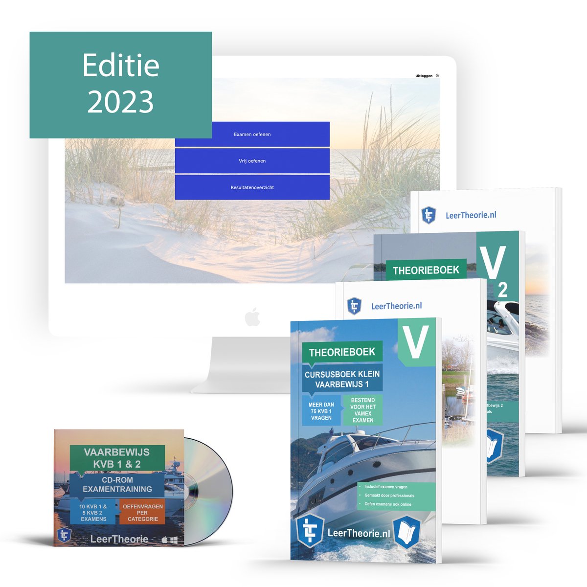 Vaarbewijs 1 & 2 Theorieboek 2023 - CD-ROM Onbeperkt 400 Oefenvragen & 10 CBR Examens... | bol.com