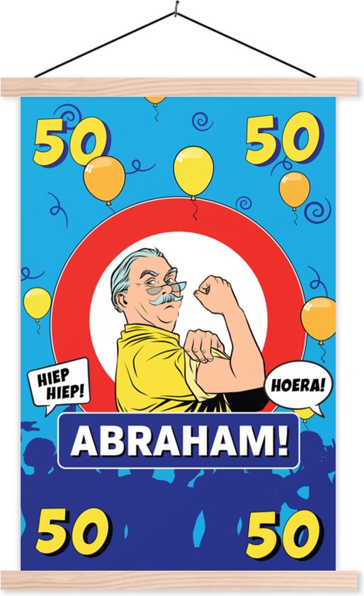 Posterhanger incl. Poster 120x180 cm - Schoolplaat - Verjaardag - 50 ...