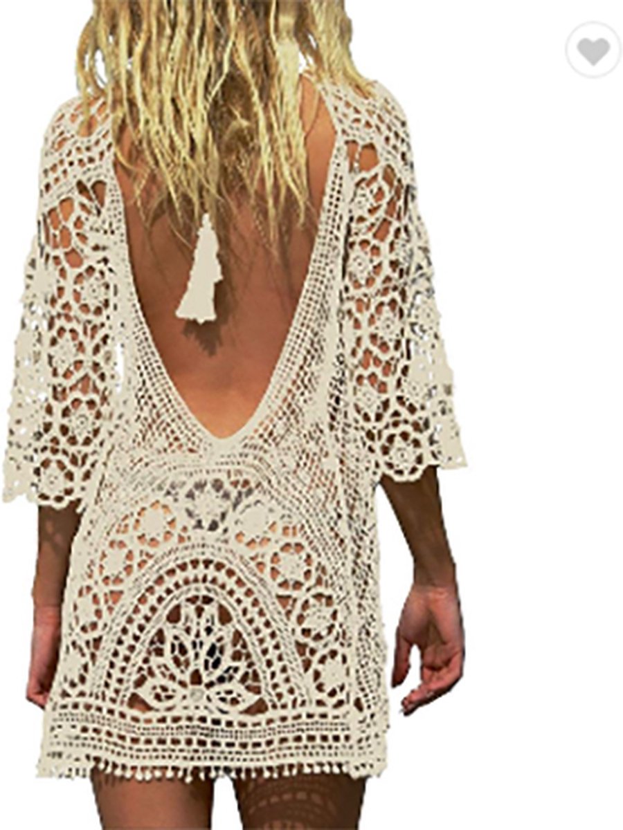 Bohemieen gehaakt strandjurkje - modieuze sexy beach dress - BOHO Ibiza ...