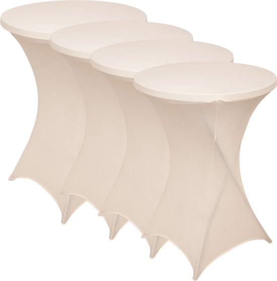 Statafelrok Beige x 4 – ∅80-85 x 110 cm – Stretch 4 stuks – Tafelrok voor Statafel –... | bol.com