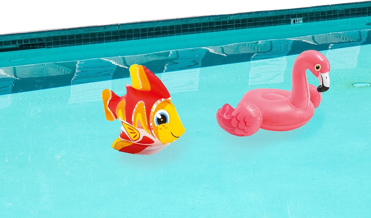 Intex kleine opblaas dieren zwembad setje flamingo/vis 25 cm | bol.com
