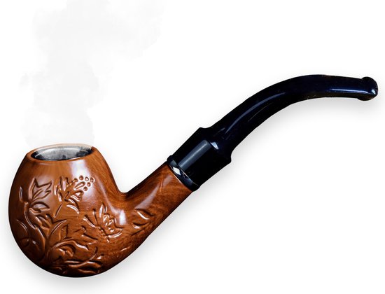 LBB - Rookpijp gegraveerd - Billard - Eikenhout - Rookpijp - Tabakspijp ...