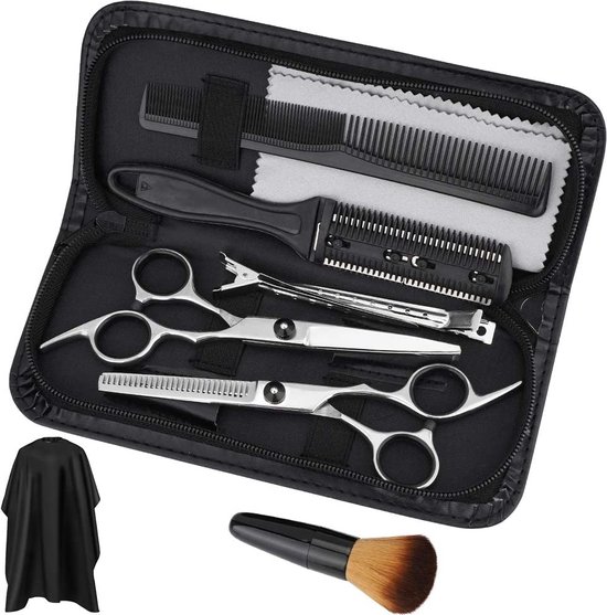 Professionele haarsnijder schaar Set Zwarte Kappers Schaar Kit ...