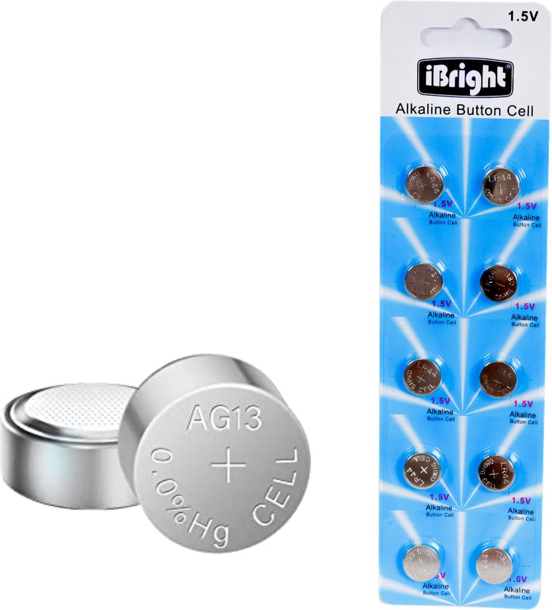 iBright AG13 LR44 Knoopcel Batterijen - 1,5V Alkaline batterij - Extra power - 50 Stuks | bol
