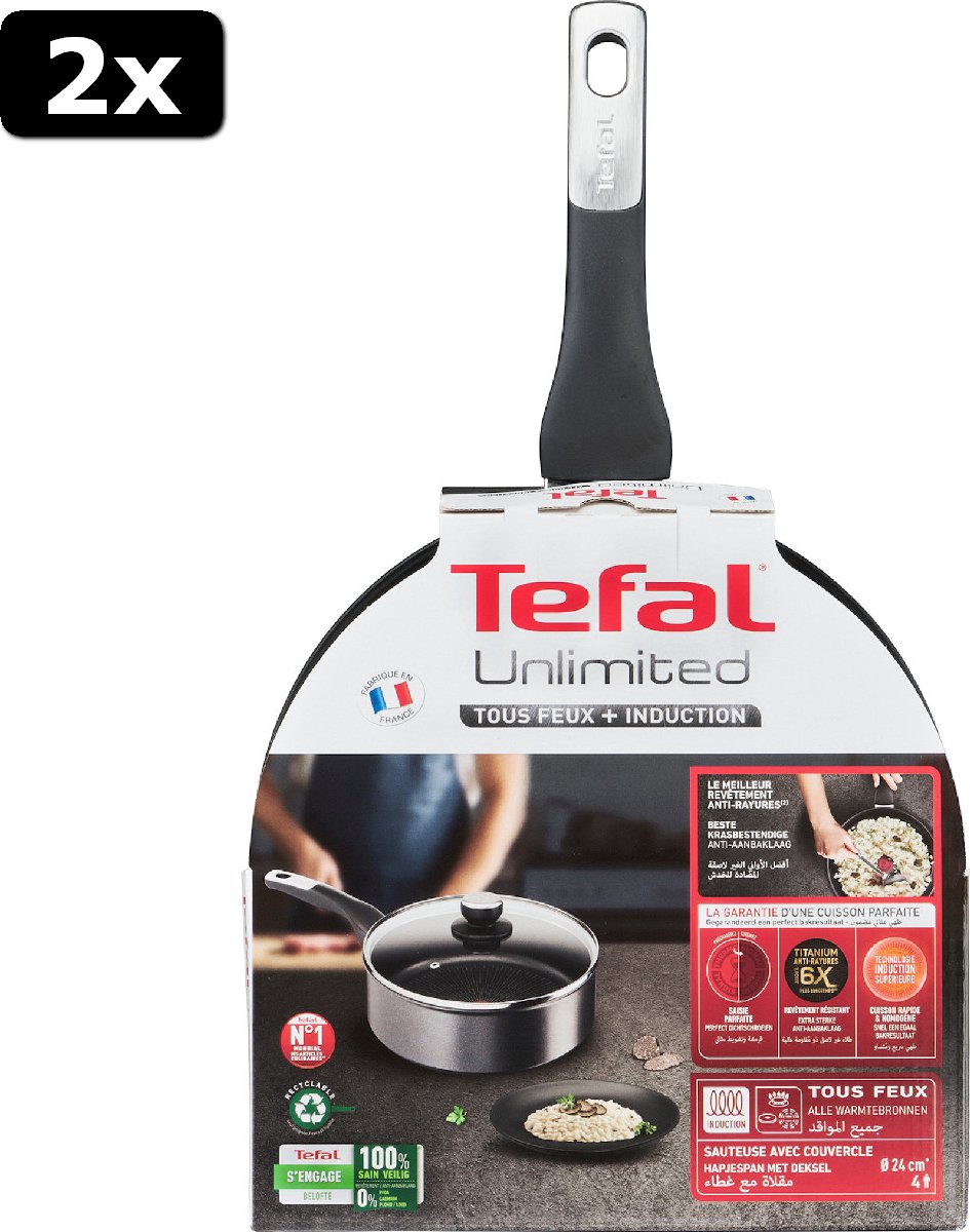 2x Tefal Unlimited Hapjespan 24 cm + deksel | bol.com